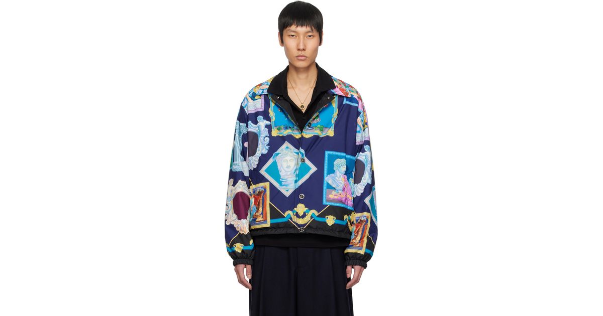 Versace Gallery' Reversible Blouson Jacket in Blue for Men | Lyst