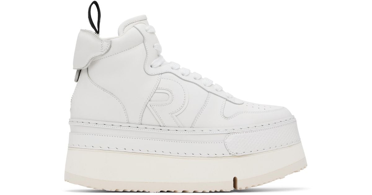 R13 Riot Leather High Top Sneakers in White | Lyst
