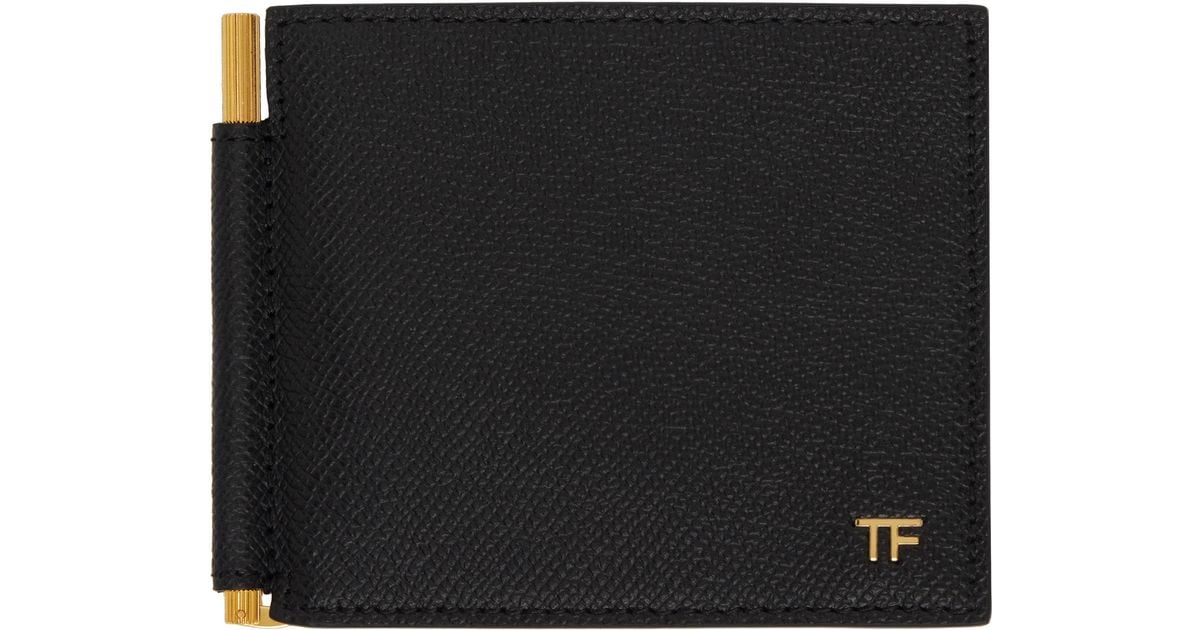 Tom Ford Small Grain Leather Money Clip Wallet in Black for Men | Lyst UK