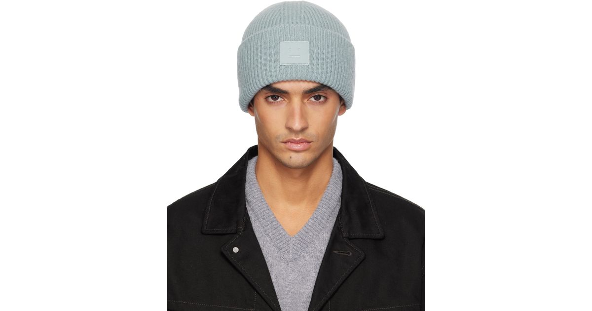 Acne Studios Ribbed Face Logo Beanie in Black for Men | Lyst UK