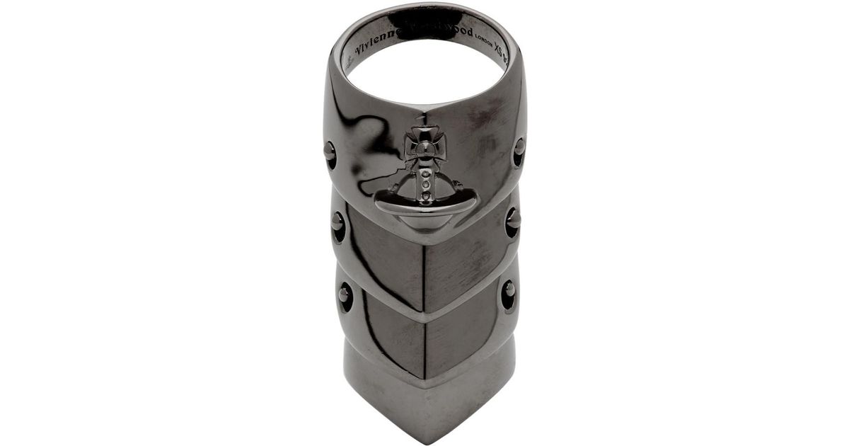 Vivienne Westwood Gunmetal Armor Ring in Black for Men | Lyst