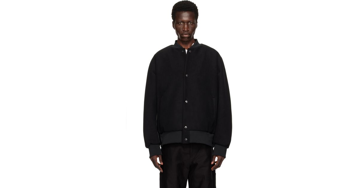 N. Hoolywood Stadium Bomber Jacket in Black for Men | Lyst