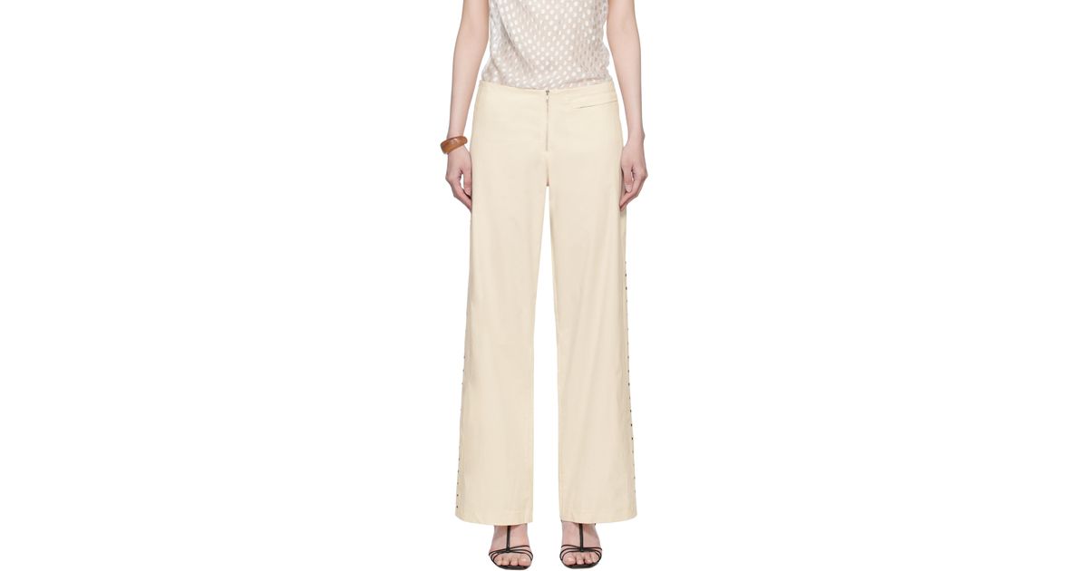 Belle Anna Off- Ete Trousers in Natural | Lyst UK