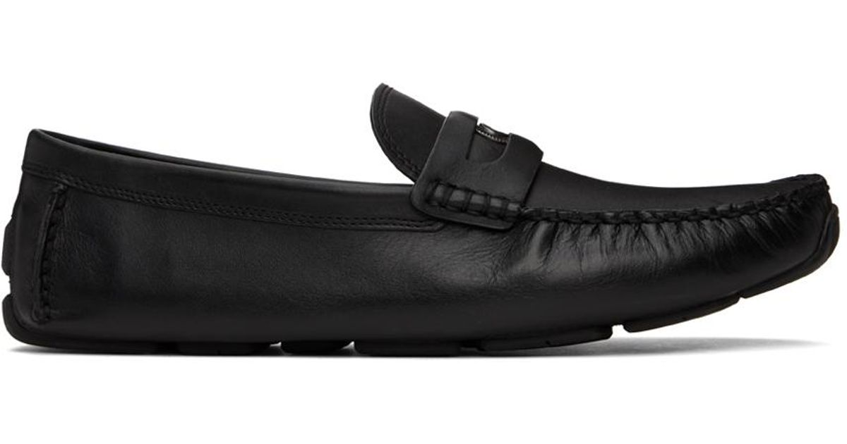 COACH Coin Leather Driver Shoes in Black for Men | Lyst