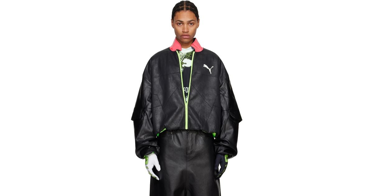 PUMA A$Ap Rocky Edition Cropped Reversible Faux-Leather Bomber Jacket ...