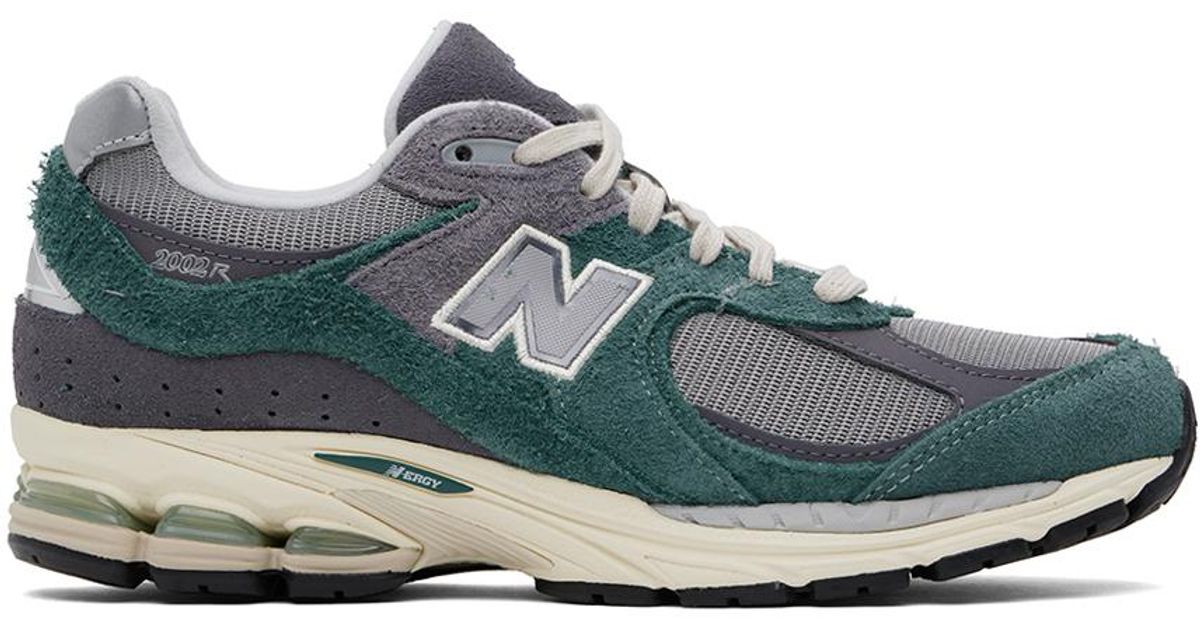 New Balance Gray & Green 2002r Sneakers in Black for Men | Lyst