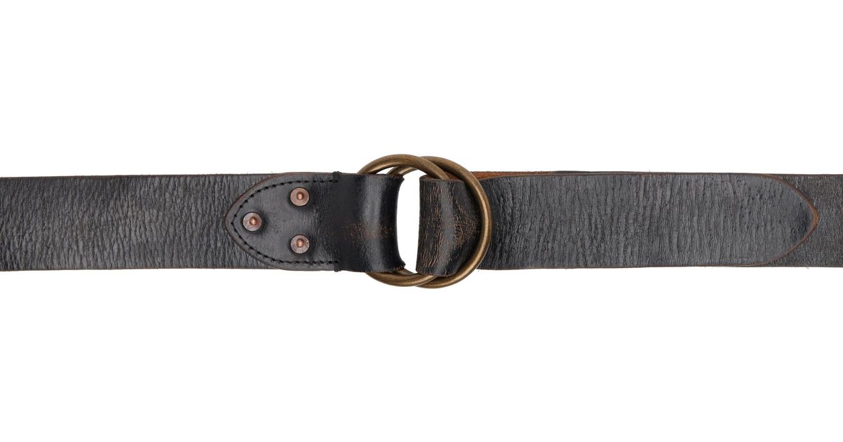 RRL Distressed Leather Double–O-Ring Belt in Black for Men | Lyst