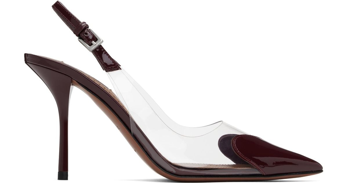 Alaïa Burgundy 'Le Cœur' Slingback Heels in Black | Lyst
