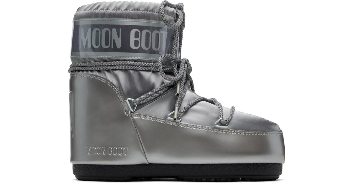 Moon Boot Icon Low Glance Satin Boots in Gray | Lyst