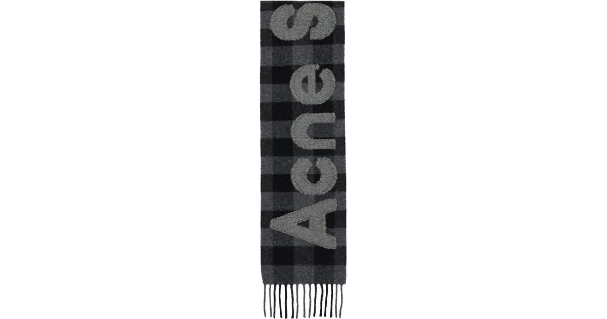 Acne Studios Check Logo Scarf in Black for Men | Lyst UK