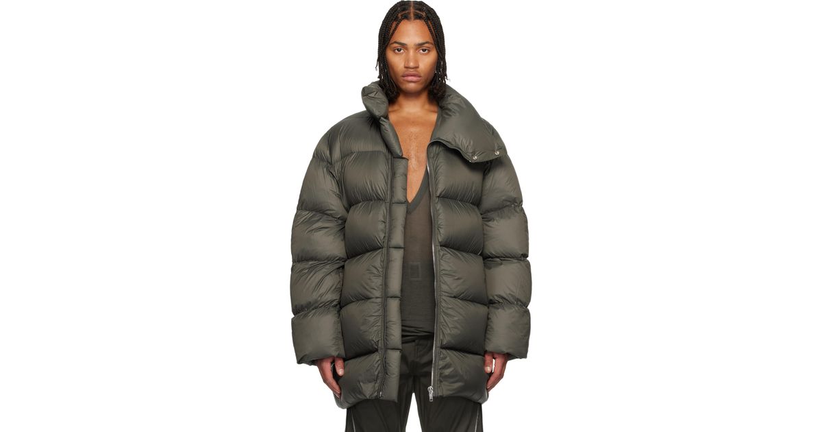 Rick Owens Khaki Concordians Turtle Down Coat in Black for Men | Lyst UK