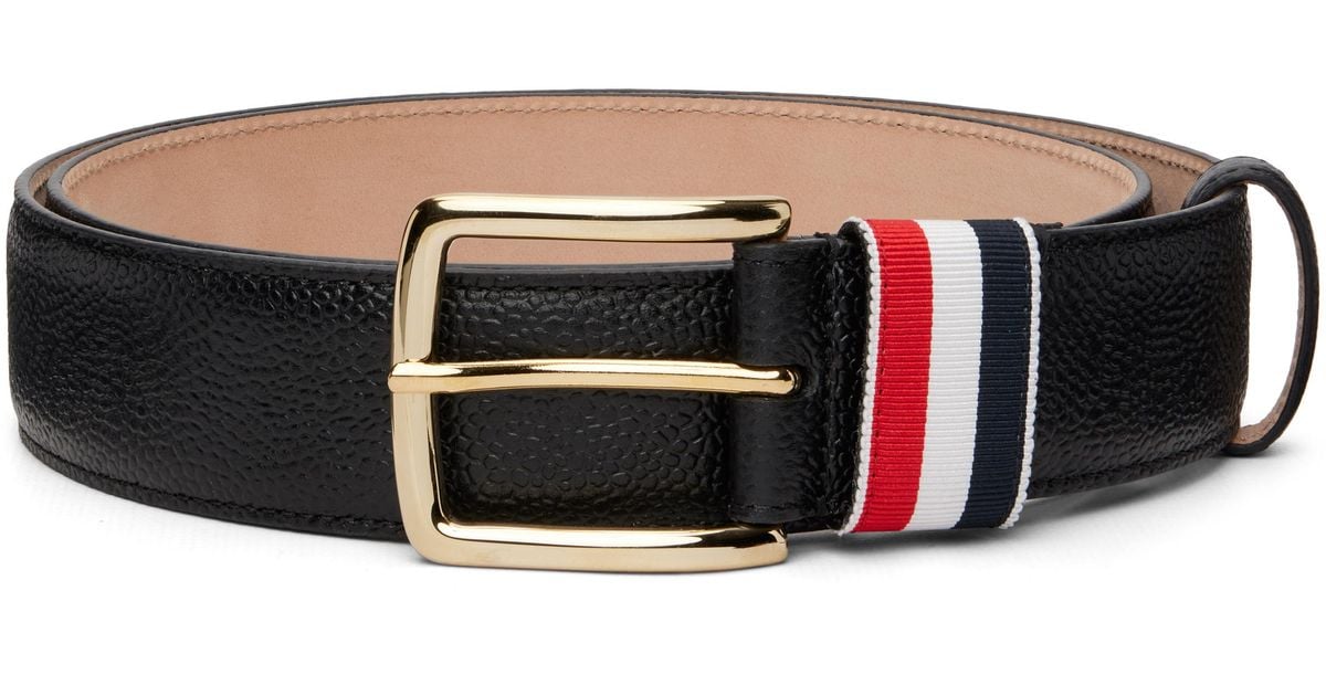 Thom Browne Pebble Grain Striped Loop 35Mm Belt in Black for Men | Lyst UK