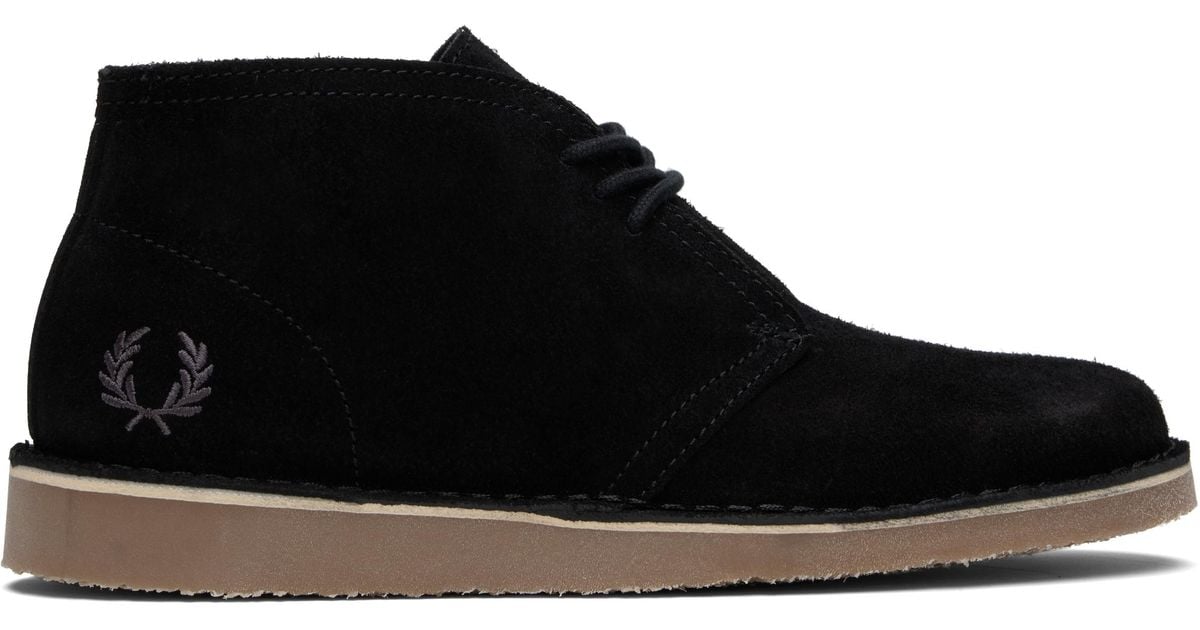 Fred Perry Hawley Suede Desert Boots in Black for Men | Lyst