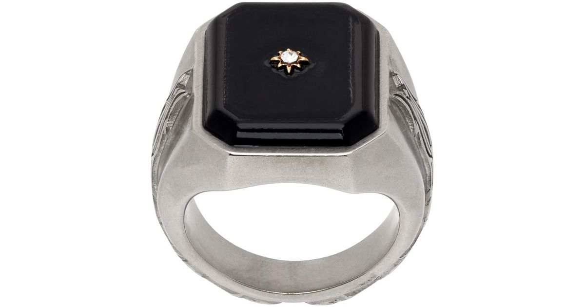 Maison Margiela Silver Enamel Signet Ring in Metallic for Men | Lyst