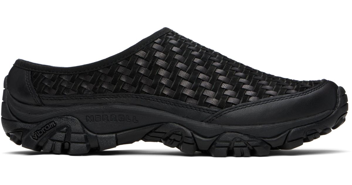 Merrell Moab 2 Slide Leather Woven Loafers in Black for Men | Lyst