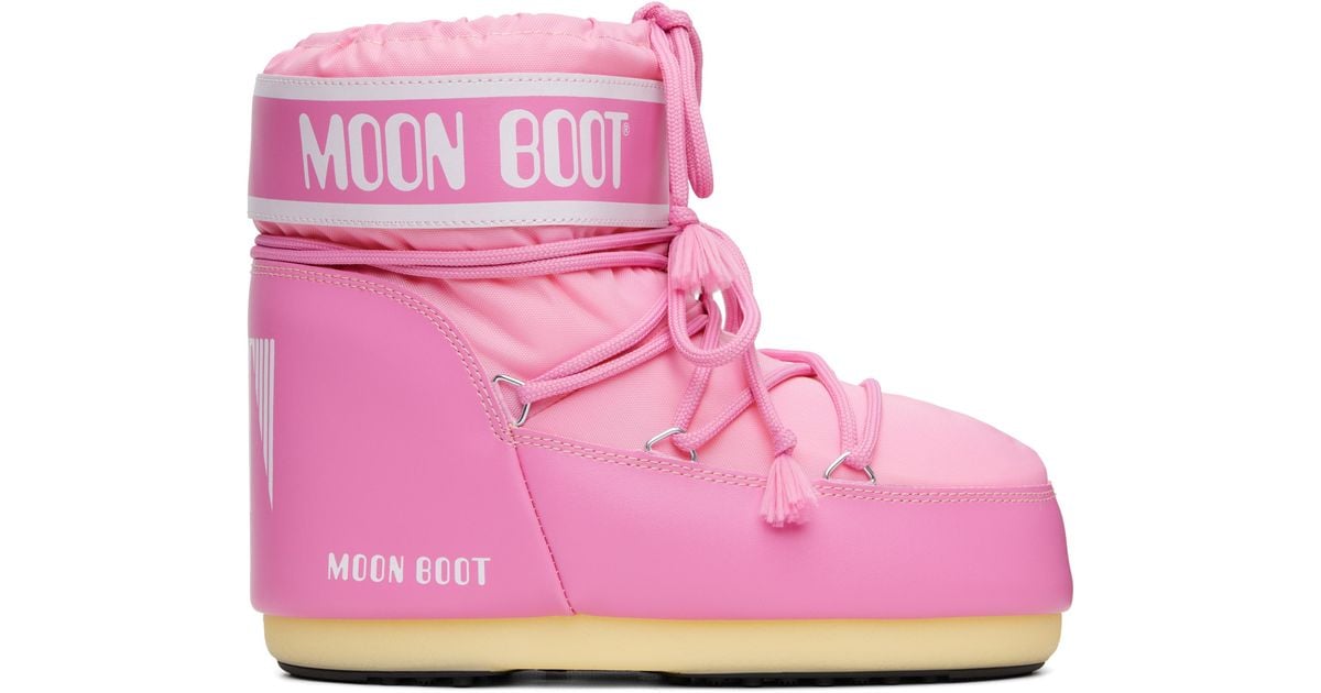 Moon Boot Icon Low Nylon Boots in Pink | Lyst UK