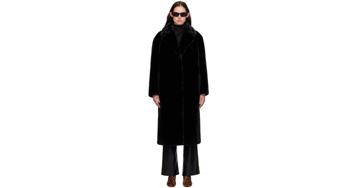 Stand Studio Maria Faux-Fur Coat in Black | Lyst