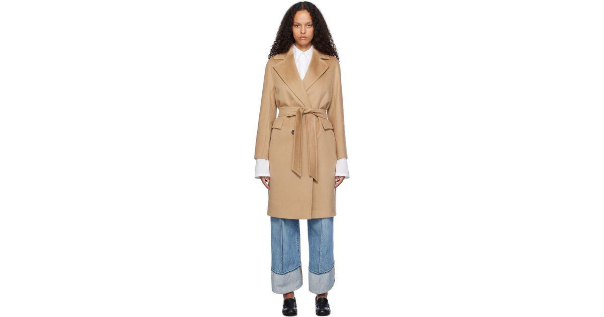 Max Mara Tan Astro Coat in Blue | Lyst