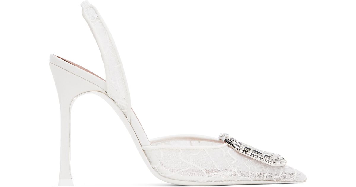 AMINA MUADDI Camelia Lace Sling 105 Heels in Black | Lyst