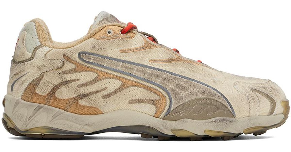 PUMA Distressed Lace-Up Twill Sneakers in Black for Men | Lyst