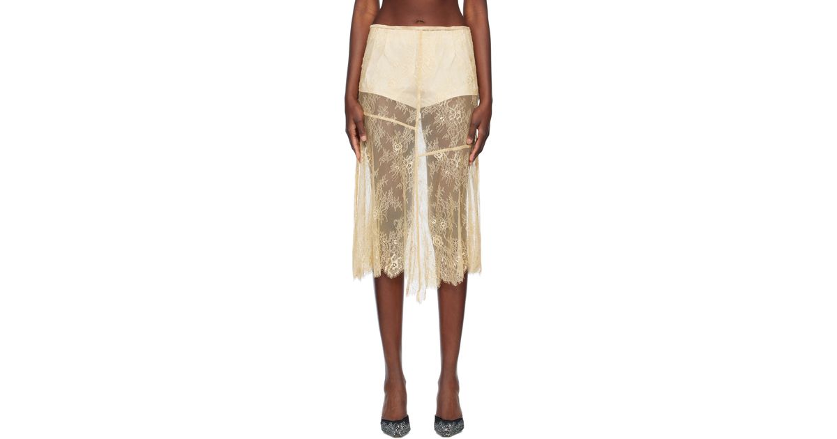 Stand Studio Mathilde Midi Skirt in Natural | Lyst