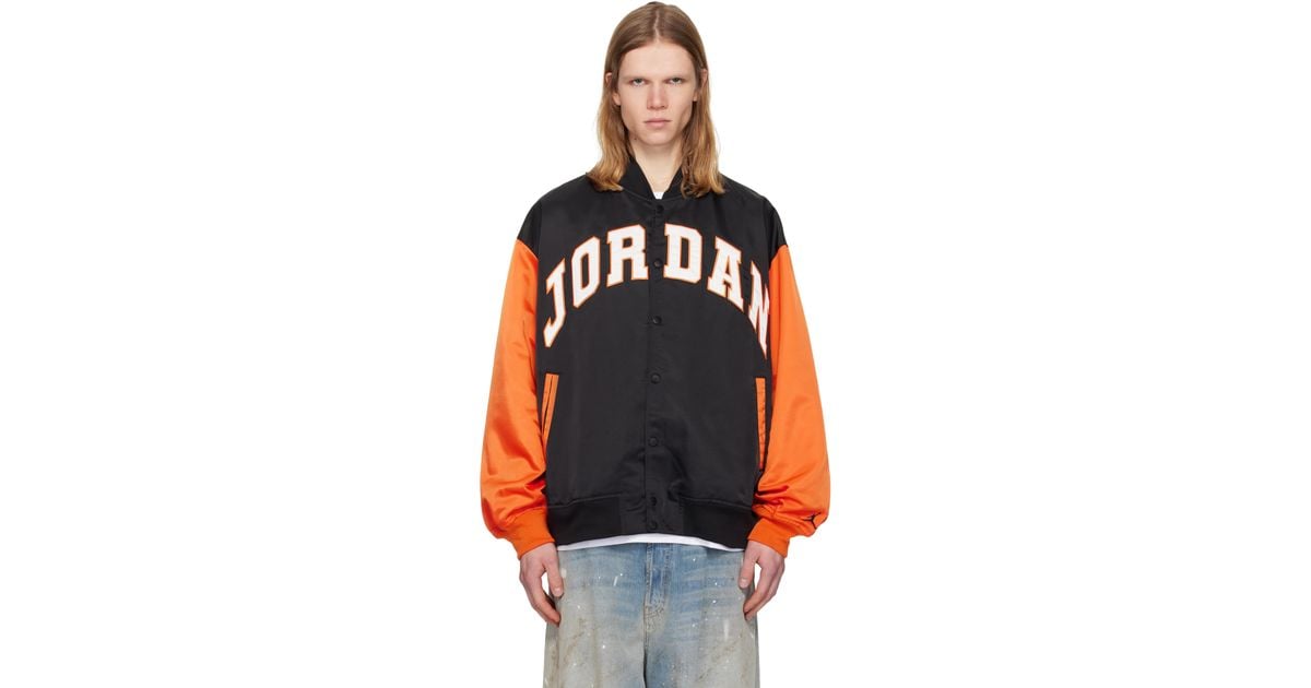 Nike Brooklyn University Varsity Bomber Jacket in Black for Men | Lyst UK