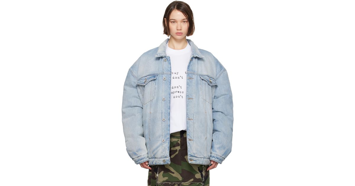 Vetements Puffer Denim Jacket in Blue | Lyst