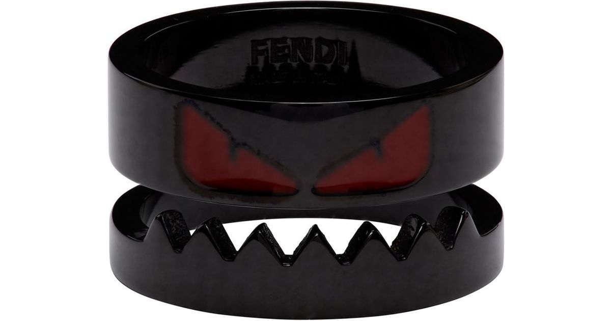 Fendi Black Bag Bugs Shiny Red Eyes Ring for Men Lyst