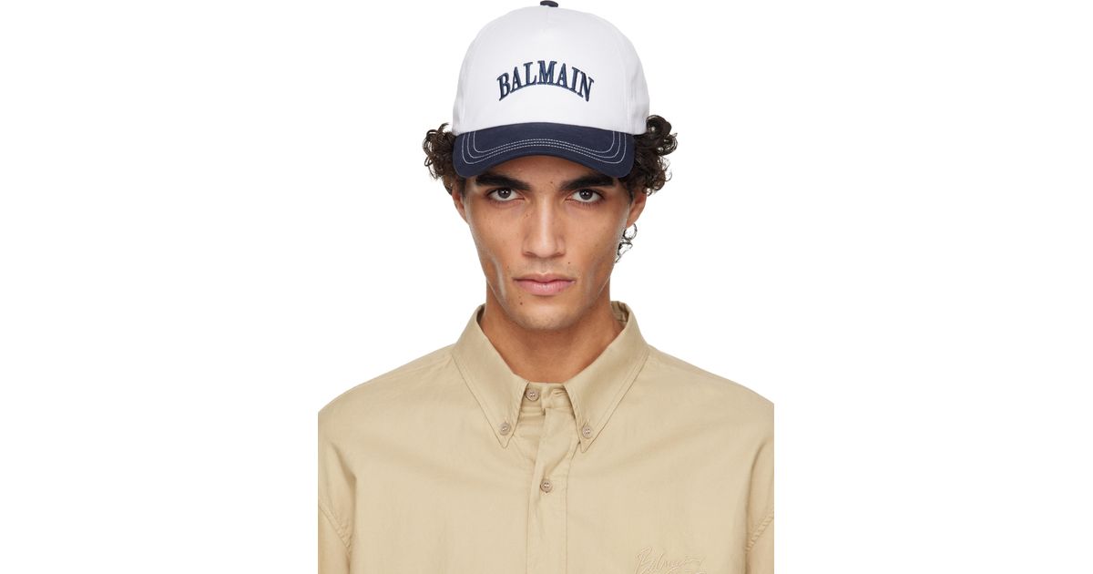 Balmain Two-Tone Cotton Cap in Blue for Men | Lyst UK