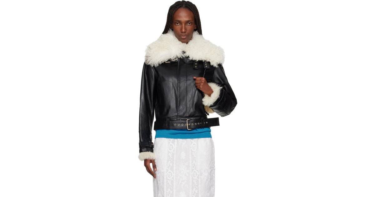 Wales Bonner 'The Bridge' Leather Jacket in Black | Lyst UK