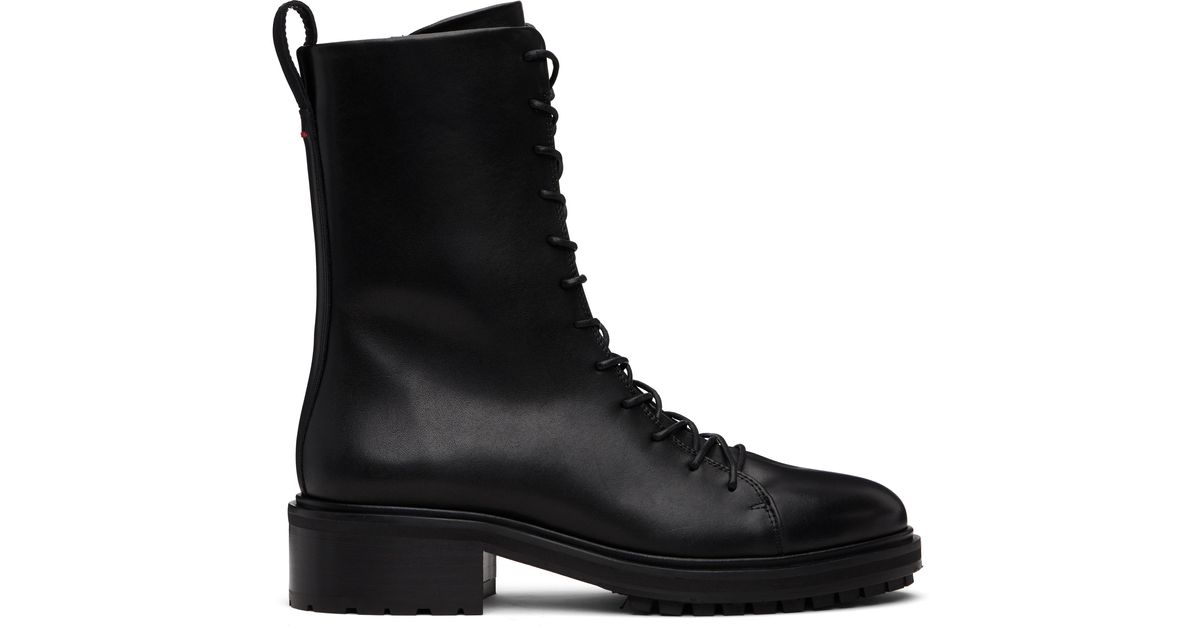 Aeyde Isa Leather Lace-Up Ankle Boots in Black | Lyst
