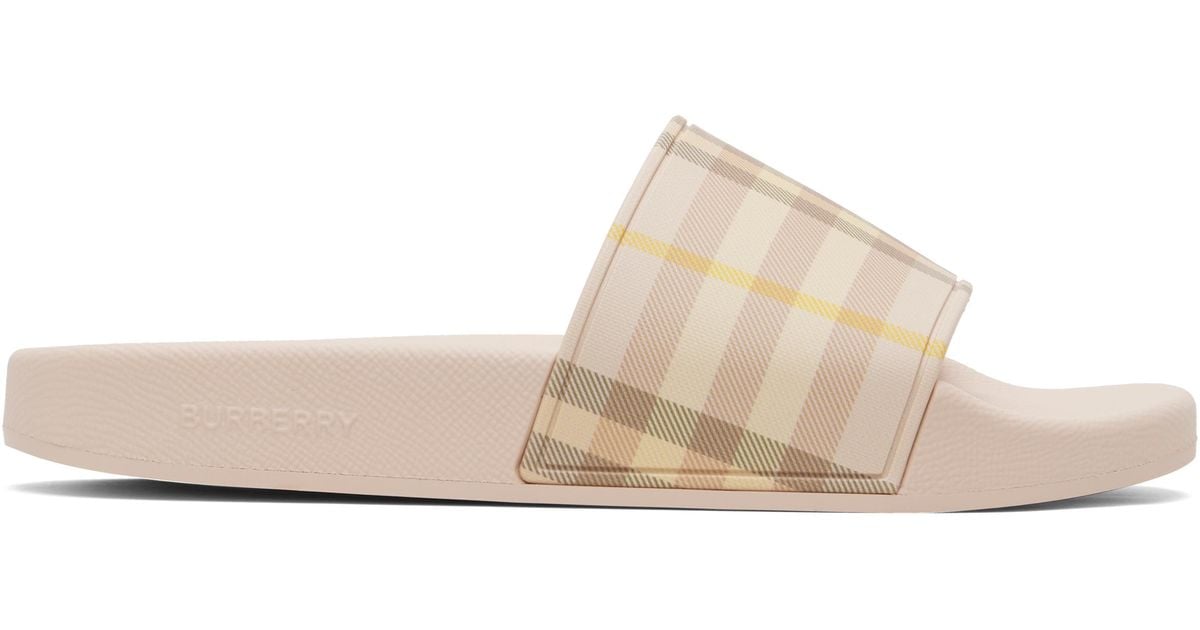 Burberry Check Slides in Black | Lyst UK