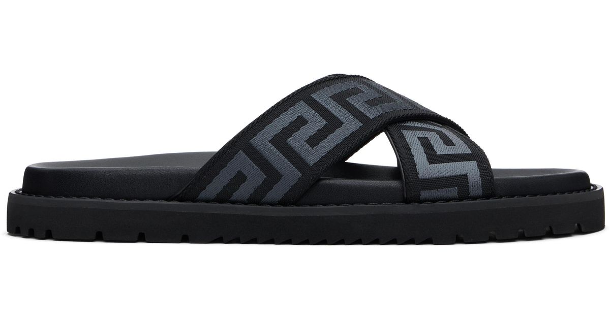 Versace Greek Ribbon Sandals in Black for Men | Lyst