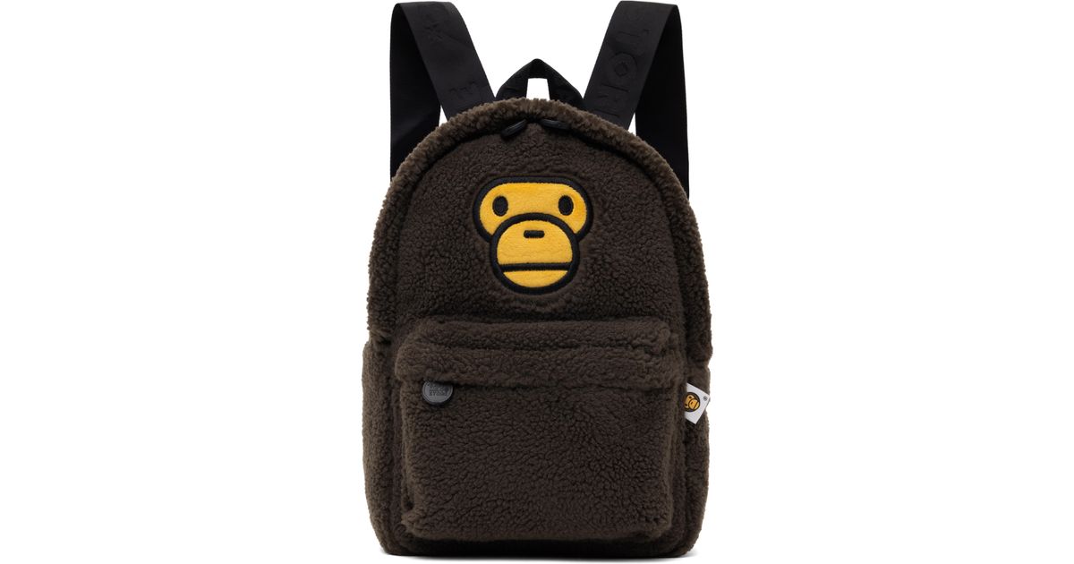 A Bathing Ape Baby Milo Sherpa Mini Backpack in Black for A Bathing Ape Baby Milo Sherpa Mini Backpack in Black for