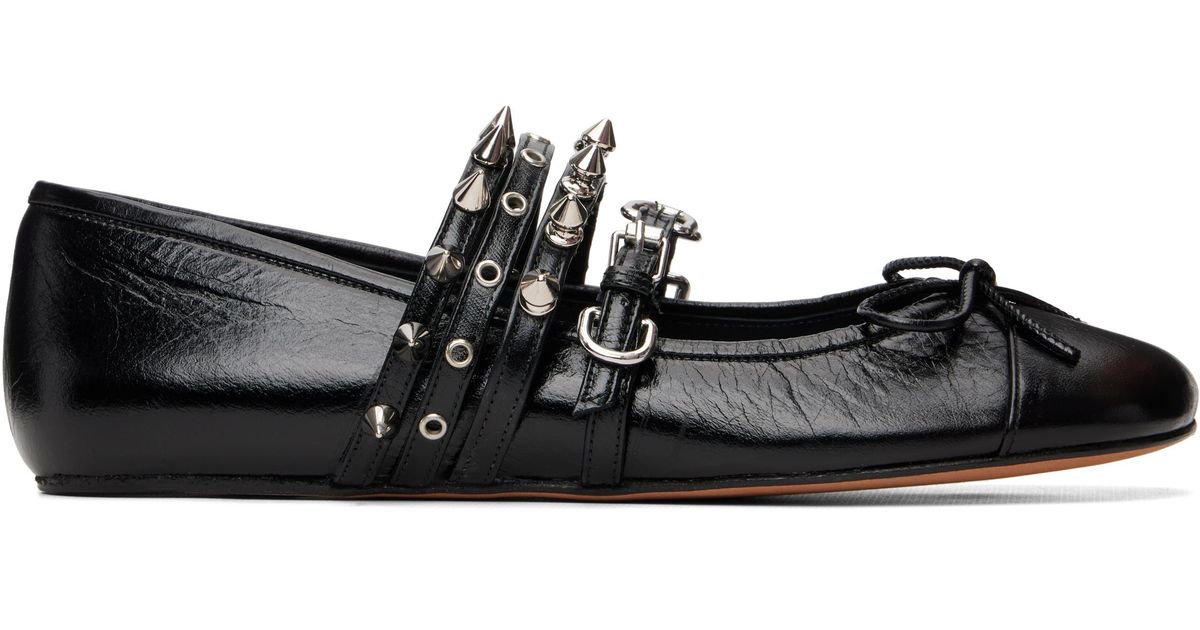 Abra Spike Ballerina Flats in Black | Lyst UK
