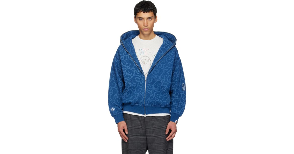 A Bathing Ape Cloud Camo Tiger Upcycled Zip Hoodie in Blue for Men ...