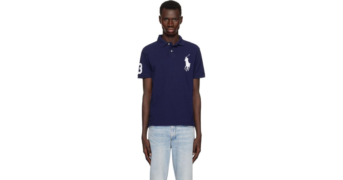 Polo Ralph Lauren Custom Slim Fit Big Pony Mesh Polo in Blue for Men | Lyst