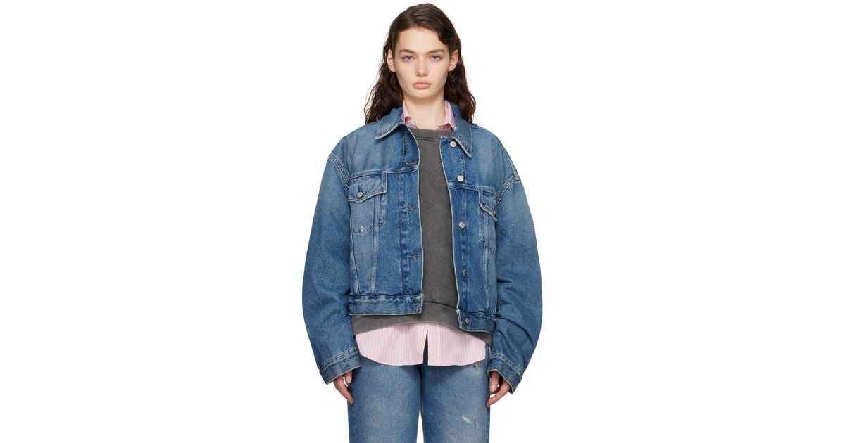 Acne Studios Relaxed Cropped Fit Denim Jacket in Blue | Lyst