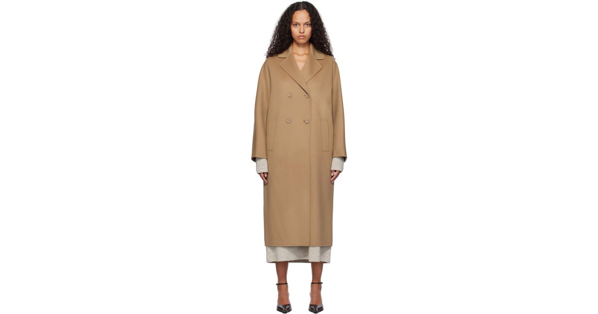 Max Mara Taupe Capi Wool Coat in Black | Lyst