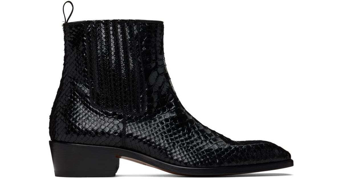 Tom Ford Stamped Python Kenneth Chelsea Boots in Black for Men | Lyst