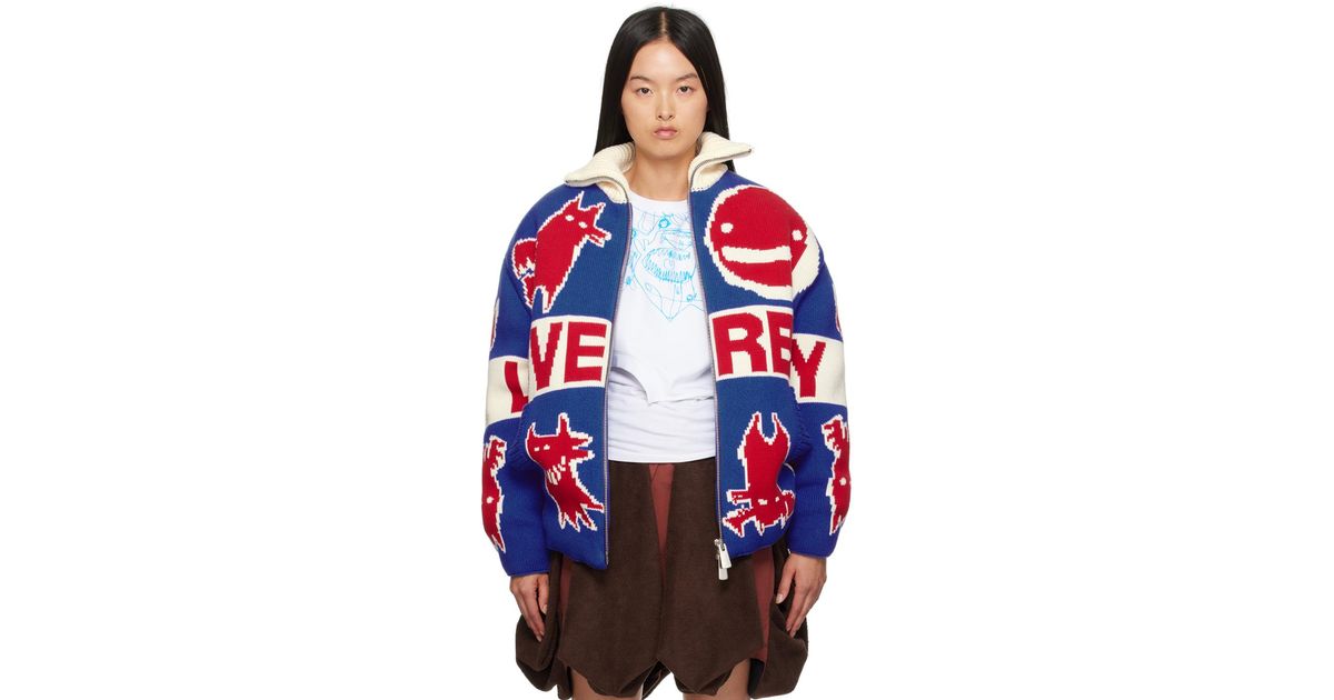 Charles Jeffrey Knitted Puffer Jacket in Red | Lyst