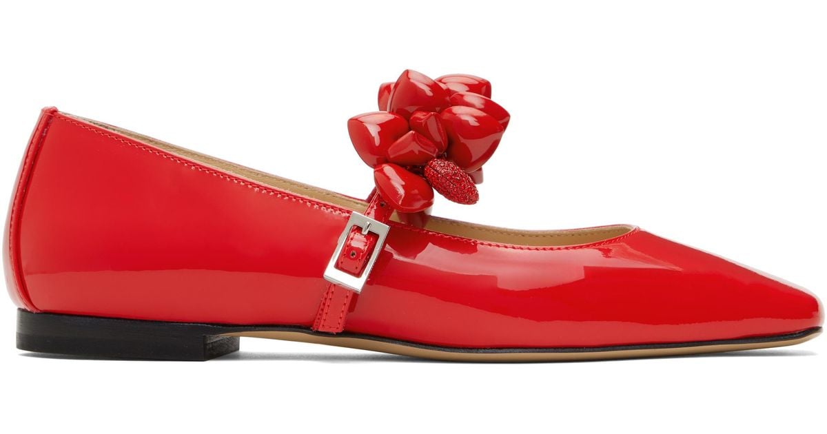 Mach & Mach Puffy Heart Patent Leather Square Toe Ballerina Flats in ...