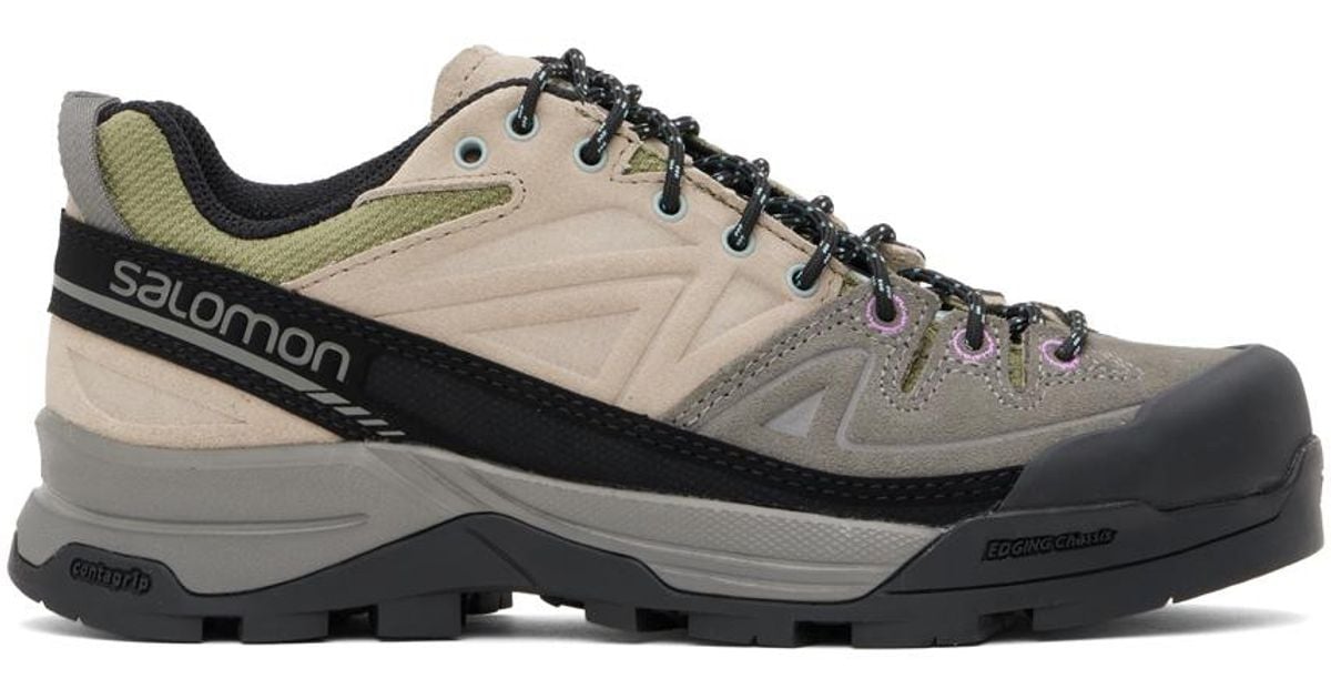 Salomon Khaki X-Alp Leather Sneakers in Black | Lyst