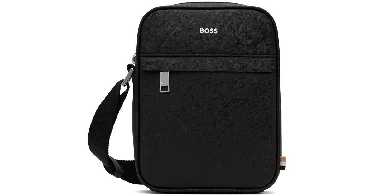 BOSS Black Structured Reporter Bag for Men | Lyst