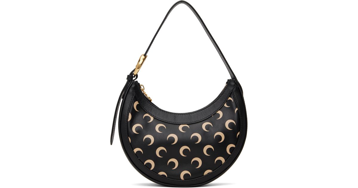 Marine Serre Moon Screenprint Leather Eclips Mini Bag in Black | Lyst