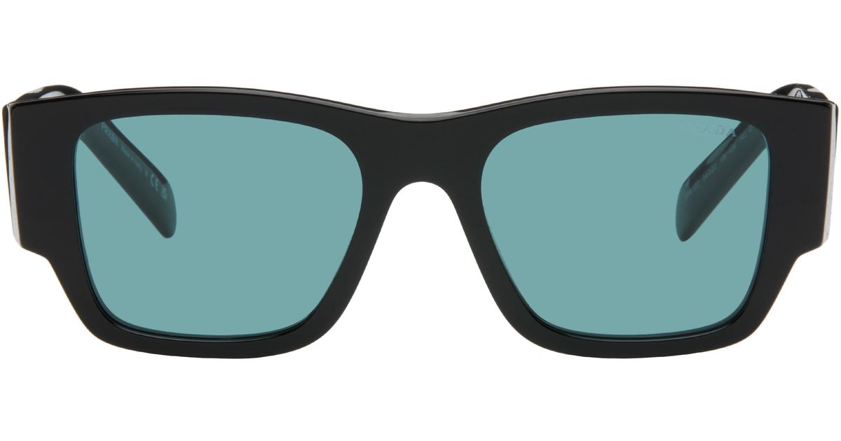 Prada Triangle Logo Sunglasses in Black for Men | Lyst UK