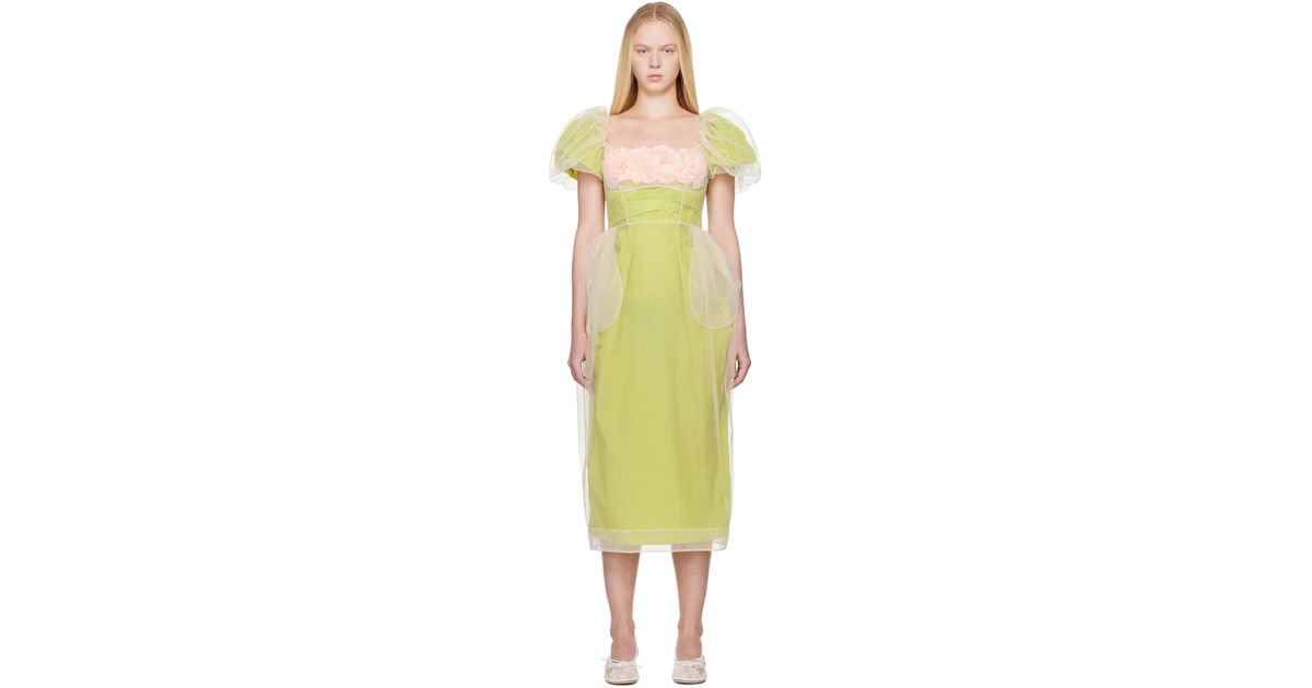 Simone Rocha Layered Carnation Balconette Maxi Dress in Yellow | Lyst