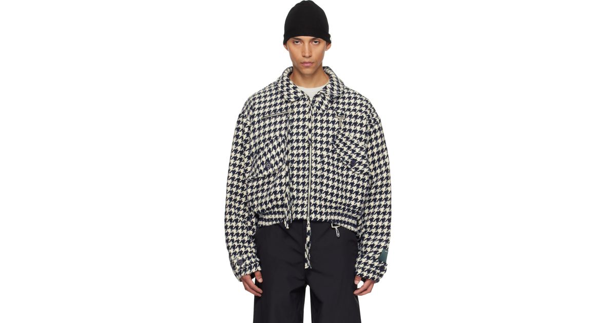 Reese Cooper Houndstooth Storm Flap Jacket in Black for Men | Lyst