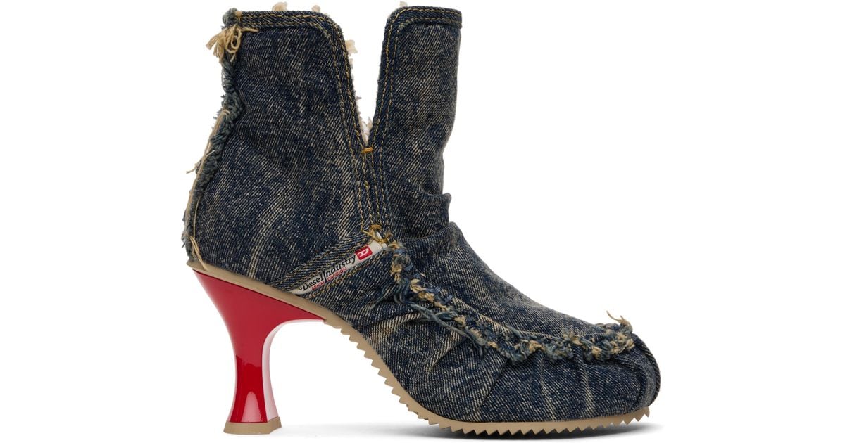 DIESEL D-Woodstock Ab Heel Boots in Black | Lyst