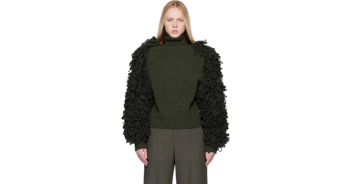 Jean Paul Gaultier Khaki 'The Loop-Stitch' Sweater in Black | Lyst UK